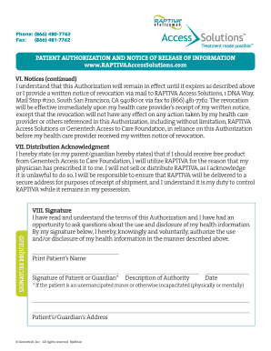 Fillable Online PATIENT AUTHORIZATION AND NOTICE OF RELEASE OF Fax ...