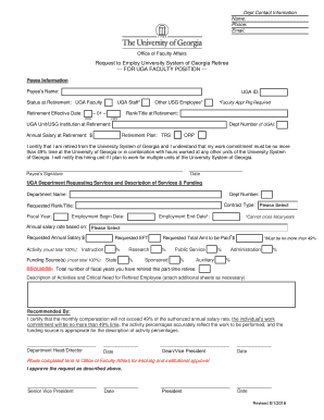 Fillable Online busfin uga Request to Employ University System of ...