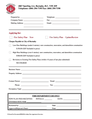 Fillable Online burnaby Fire Safety Plan New Fire Safety Plan - burnaby ...
