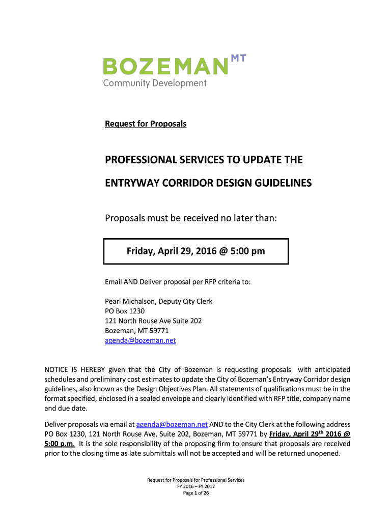 Fillable Online ida-downtown PROFESSIONAL SERVICES TO UPDATE THE ENTRYWAY CORRIDOR ... - ida ...