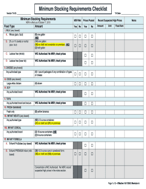 Fillable Online cdph ca Minimum Stocking Requirements Checklist - cdph ...