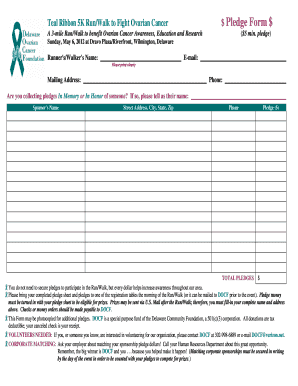 Fillable Online deovariancancer Teal Ribbon 5K Run/Walk to Fight ...