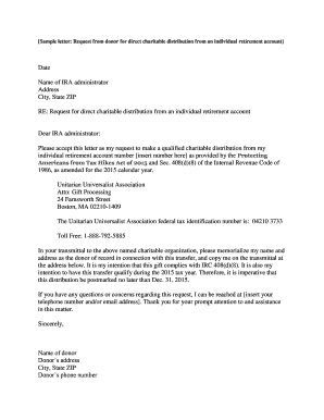 Fillable Online uua Sample letter: Request from donor for direct ...