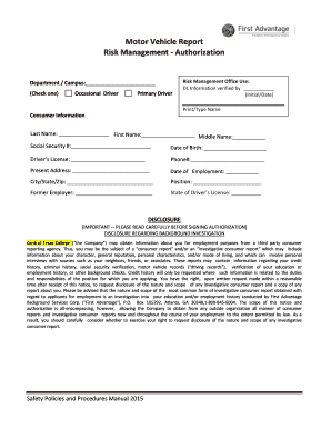 Fillable Online ctcfacstaff ctcd Motor Vehicle Report Risk Management ...