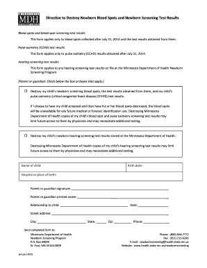 Fillable Online Directive to Destroy Newborn Blood Spot Samples and ...