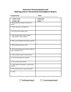 Fillable Online Rev Bullying Harassment Investigation Fax Email Print ...