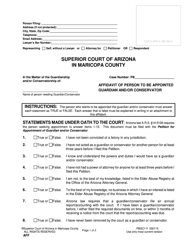 Fillable Online superiorcourt maricopa GUARDIANSHIP AND/OR ...