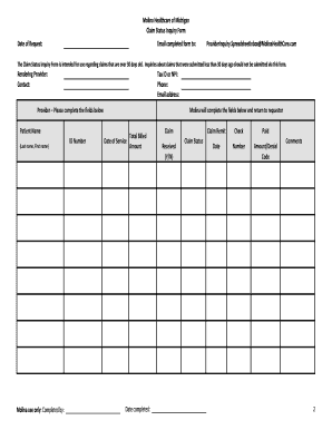 Fillable Online Claim Status Inquiry Form Fax Email Print - pdfFiller