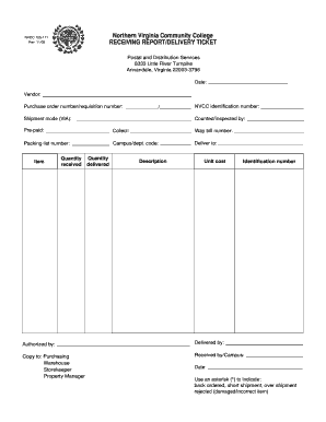 Fillable Online nvcc RECEIVING REPORT/DELIVERY TICKET Fax Email Print ...