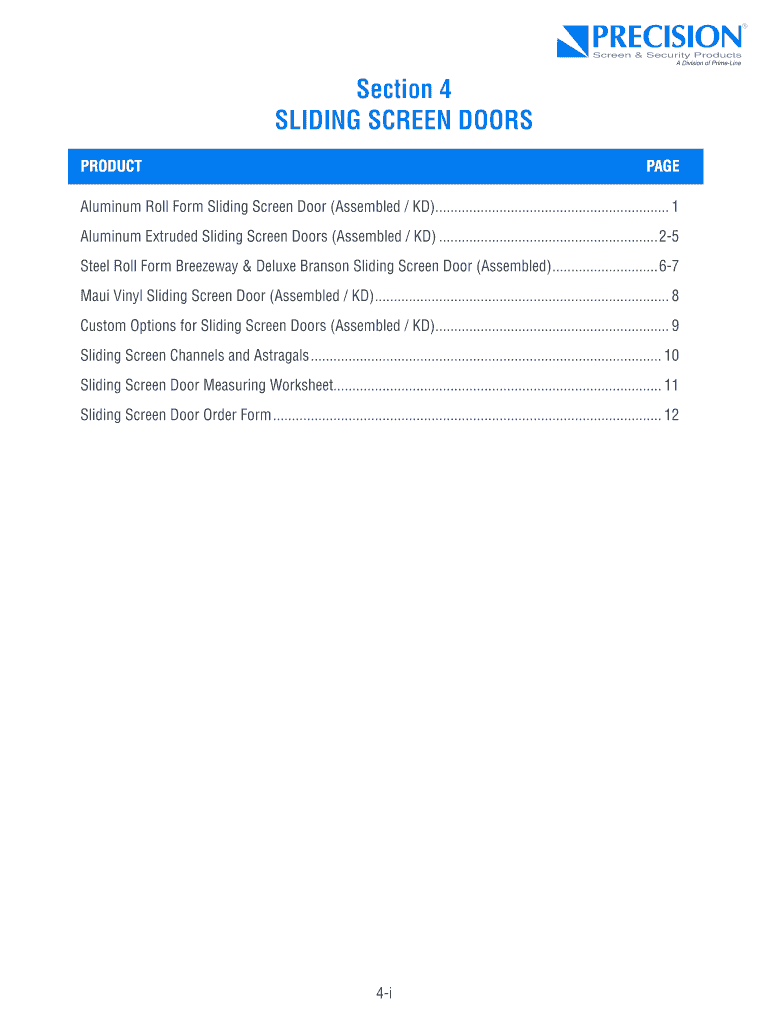 Fillable Online SLIDING SCREEN DOORS Fax Email Print - pdfFiller