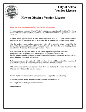 Fillable Online Vendor License Fax Email Print - pdfFiller