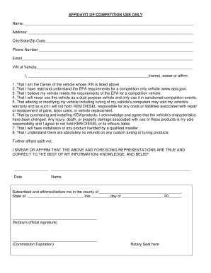 Fillable Online AFFIDAVIT OF COMPETITION USE ONLY Fax Email Print ...
