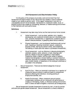 Fillable Online Anti-Harassment and Discrimination Policy - EthicsPoint ...