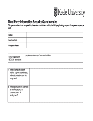 Fillable Online keele ac Third Party Information Security Questionnaire ...