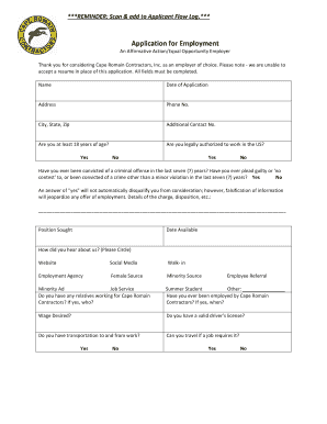 Fillable Online ***REMINDER: Scan & add to Applicant Flow Log Fax Email ...
