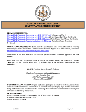 Fillable Online MARYLAND INSTALLMENT LOAN Fax Email Print - pdfFiller