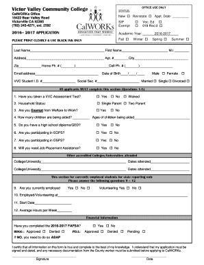 Fillable Online vvc Victor Valley Community College STATUS: OFFICE USE ...