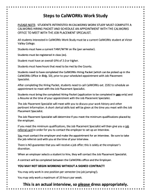 Fillable Online vvc Steps to CalWORKs Work Study - vvc.edu Fax Email ...