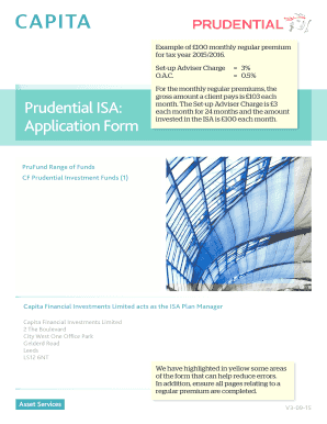Fillable Online pruadviser co Prudential ISA: Application Form ...