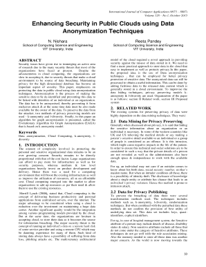 Fillable Online ijcaonline Enhancing Security in Public Clouds using Data Anonymization ...