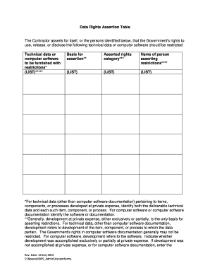 Fillable Online jhuapl Data Rights Assertion Table - Applied Physics ...