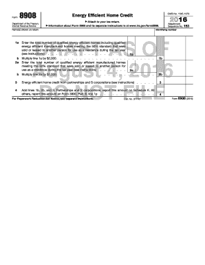 Fillable Online ftp irs 2016 Form 8908. Energy Efficient Home Credit ...