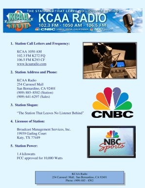 Fillable Online KCAA is a successful stand alone AM News-Talk ...