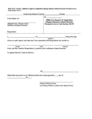 Fillable Online iowacourts Form 2 Affidavit in Support of Application ...