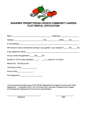Fillable Online shawneepres Community Garden Application Form - Shawnee ...
