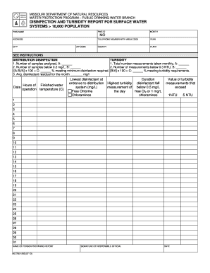 Fillable Online dnr mo disinfection and turbidity report for surface ...