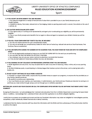 Fillable Online liberty rules education acknowledgement - Liberty University Fax Email Print ...