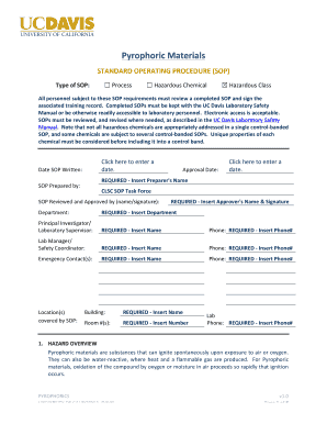 Fillable Online dchas UCD SOP Pyrophorics template v1.0 form - dchas ...