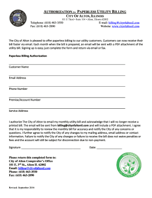 Fillable Online Utility Bill Paperless Authorization Fax Email Print ...
