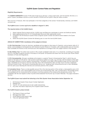 Fillable Online KyQHA Queen Contest Rules and Regulation Fax Email ...