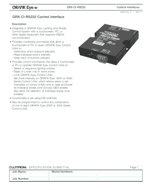 Fillable Online GRX-CI-RS232 Control Interface - Lutron... Fax Email Print - pdfFiller