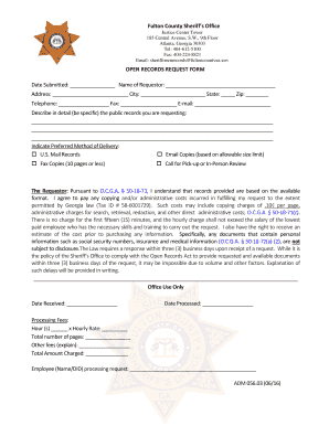 Fillable Online fultonsheriff Fulton County Sheriff's Office OPEN RECORDS REQUEST FORM ... Fax ...