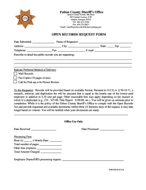Fillable Online fultonsheriff Fulton County Sheriff s Office Tel: OPEN RECORDS REQUEST FORM Fax ...