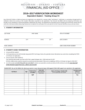 Fillable Online vcccd V1 Dependent Verification - Standard Fax Email ...