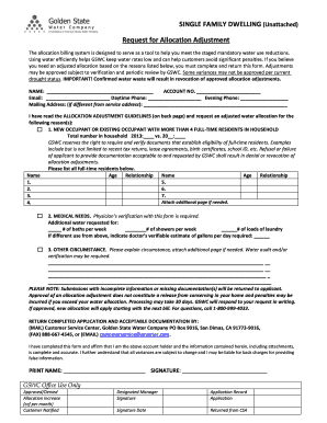 Fillable Online Request for Allocation Adjustment - Golden State Water ...
