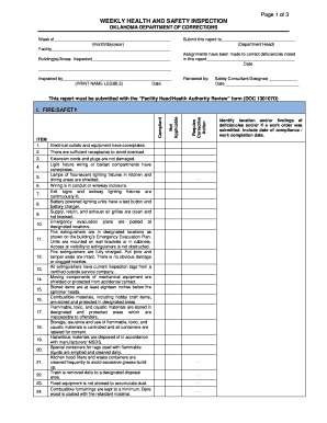 Fillable Online WEEKLY HEALTH AND SAFETY INSPECTION - ok Fax Email ...