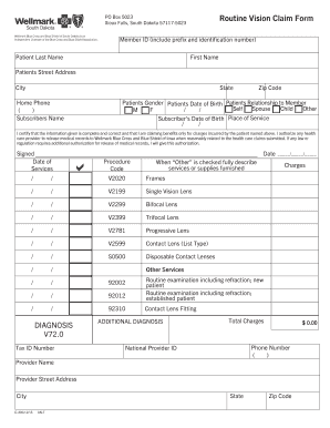 Fillable Online Routine Vision Claim Form Fax Email Print - pdfFiller