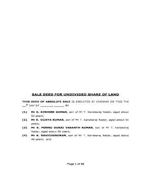 Fillable Online SALE DEED FOR UNDIVIDED SHARE OF LAND Fax Email Print ...