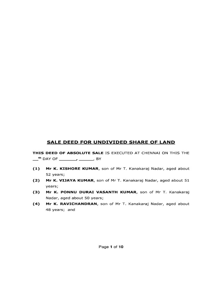 Deed Of Absolute Sale - Fill Online, Printable, Fillable, Blank | pdfFiller