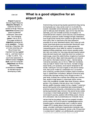 Fillable Online What is a good objective for an airport job Fax Email ...