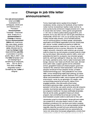 Fillable Online Change in job title letter announcement Fax Email Print ...