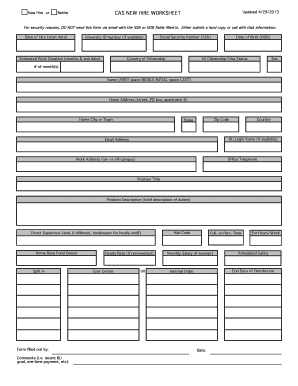 Fillable Online bu New Hire Worksheet Fax Email Print - pdfFiller