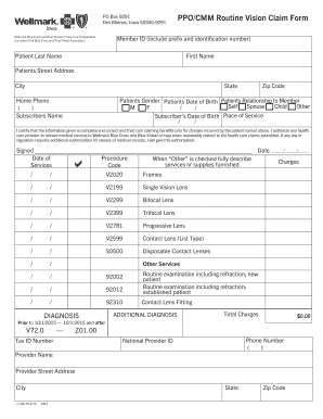 Fillable Online PPO/CMM Routine Vision Claim Form Fax Email Print ...