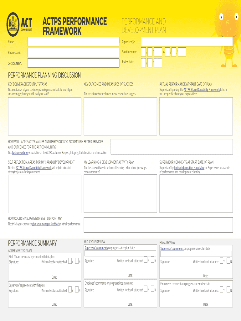Fillable Online cmd act gov ACTPS PERFORMANCE FRAMEWORK Fax Email Print ...