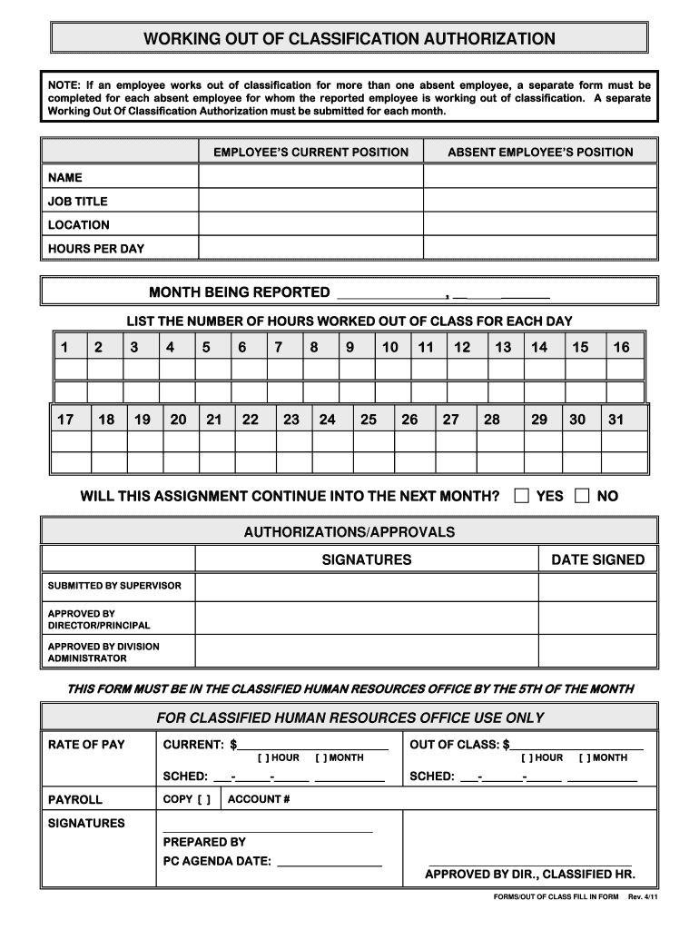 Fillable Online venturausd OUT OF CLASS FILL IN FORM REV 4-11.dot Fax ...
