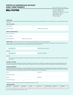 Fillable Online portfolio lending/CASH ACCount direCt debit requeSt - Bell Potter Fax Email ...